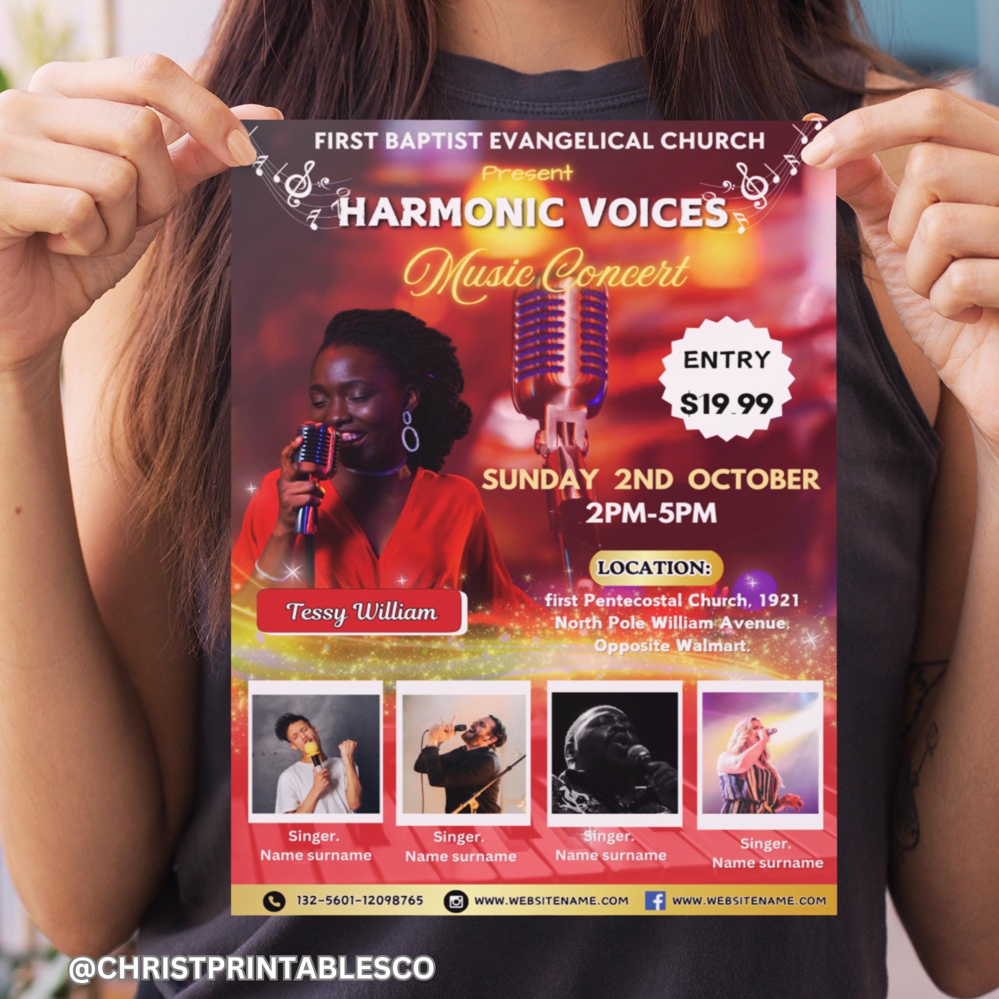 Church Flyer DIY Church Music Concert Red & Gold Flyer Church Music ...