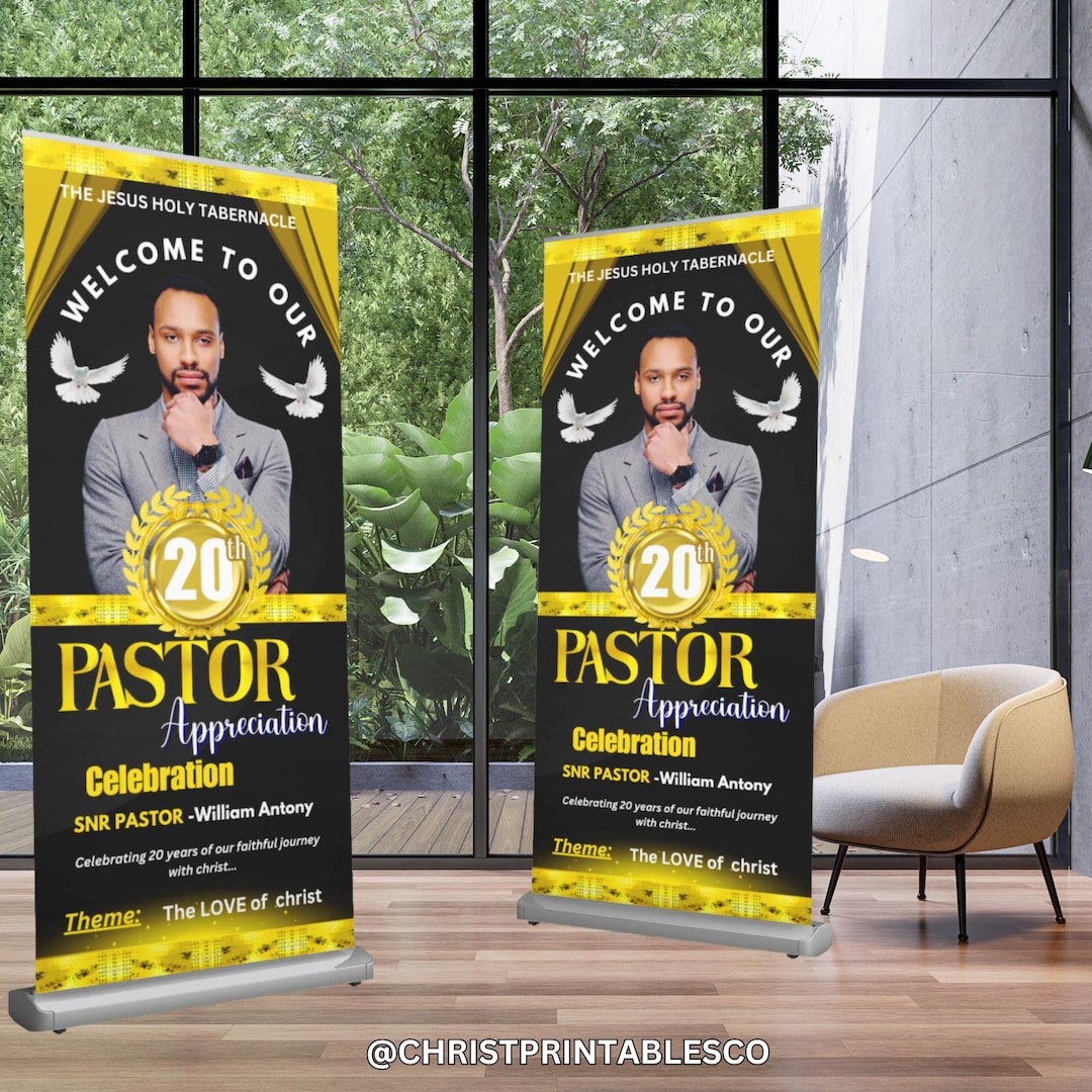 Editable Retractable Banner Template, Black and Gold Rollup Banner ...