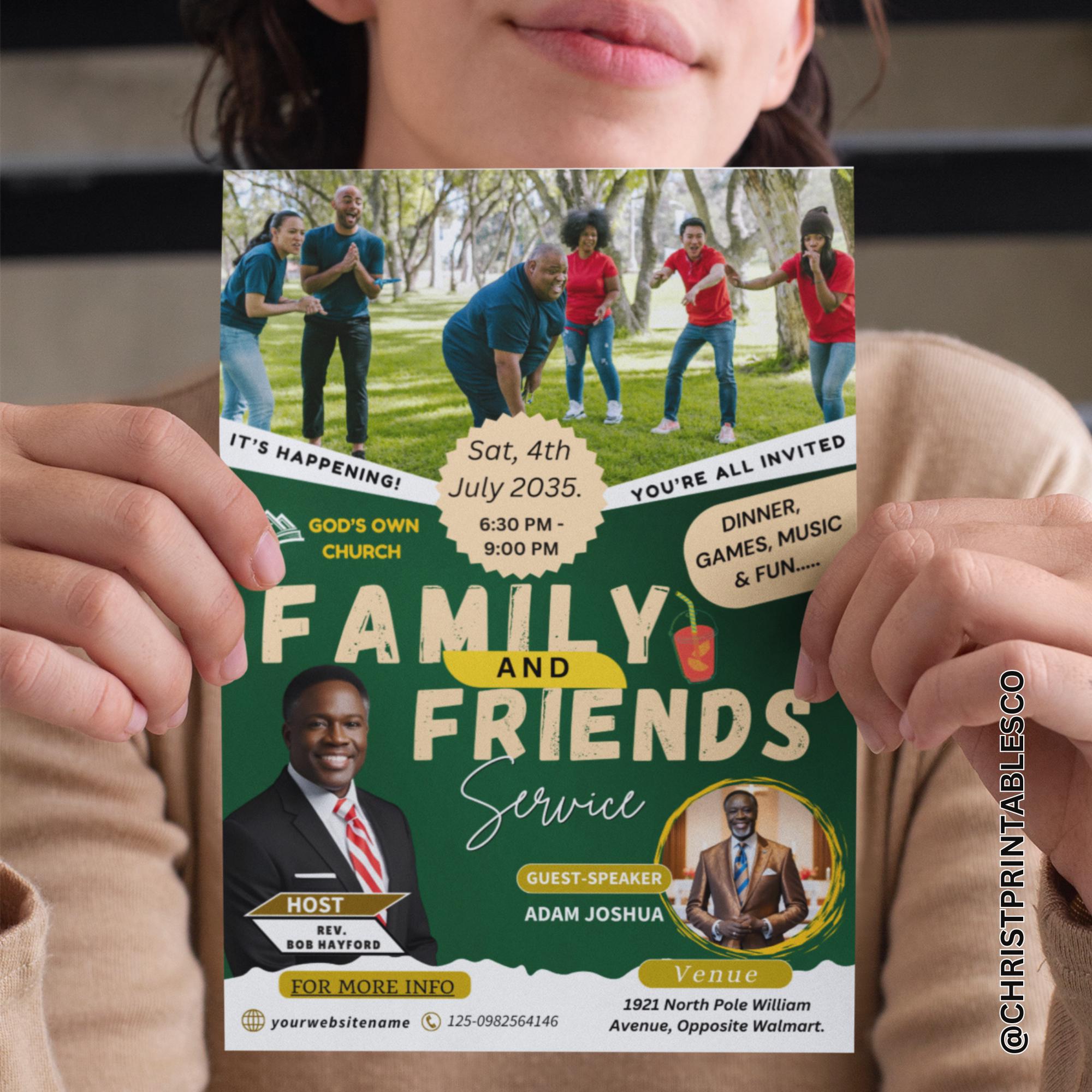 Family and Friends Day Church Flyer, Editable Church Service Flyer ...
