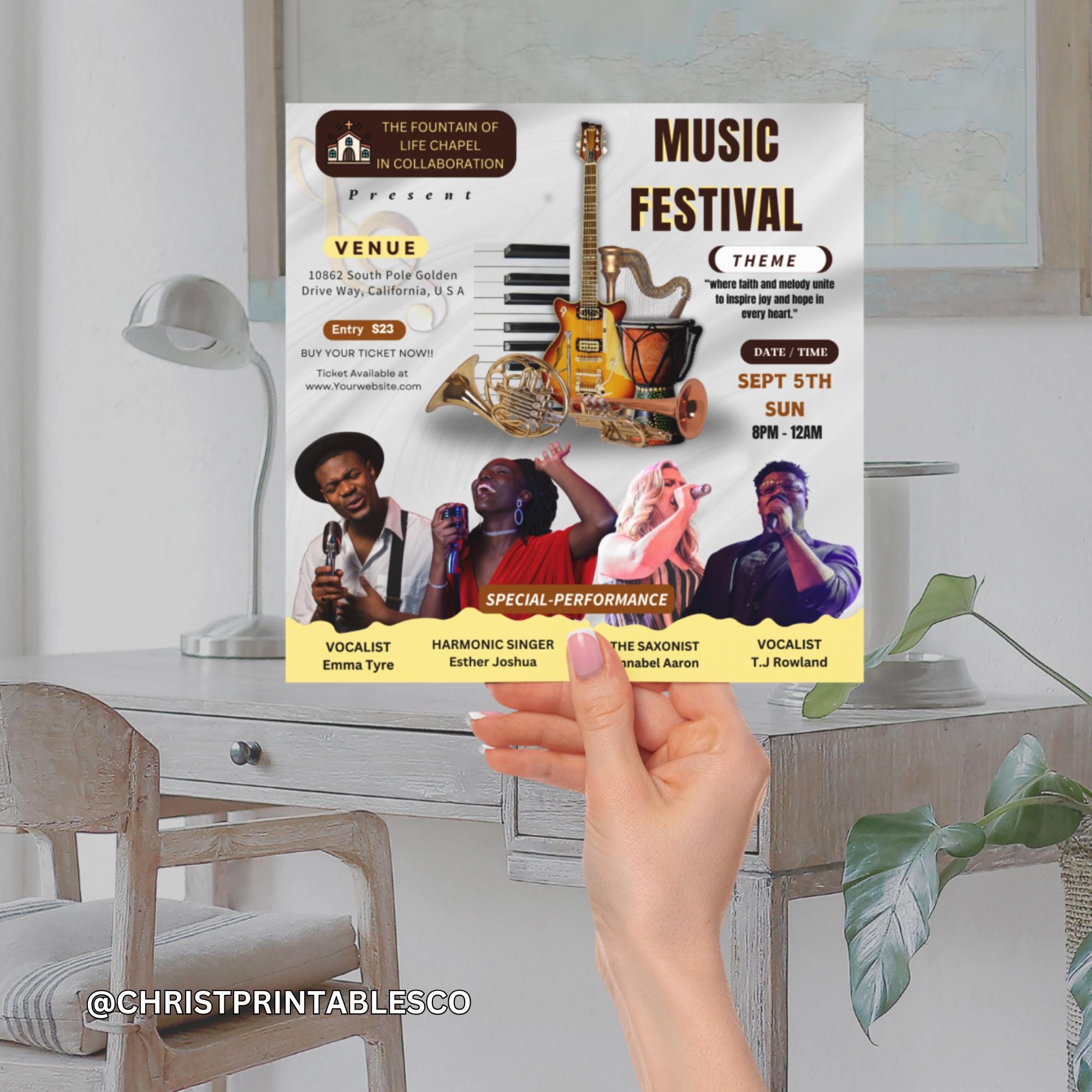Editable Music Concert Flyer, Night of Worship Flyer, Gospel Music ...