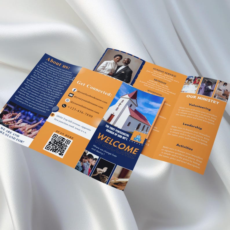 Editable Trifold Modern Church Brochure Template, First-time Guests ...