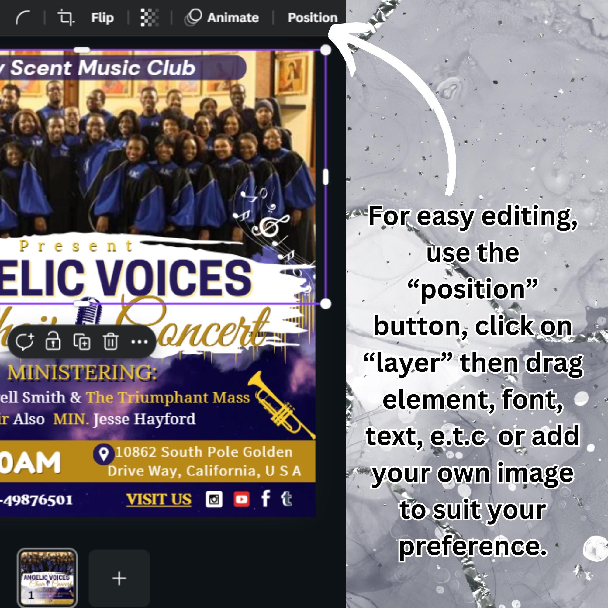 Editable Choir Music Concert Flyer, Purple & Gold Music Poster, Music ...