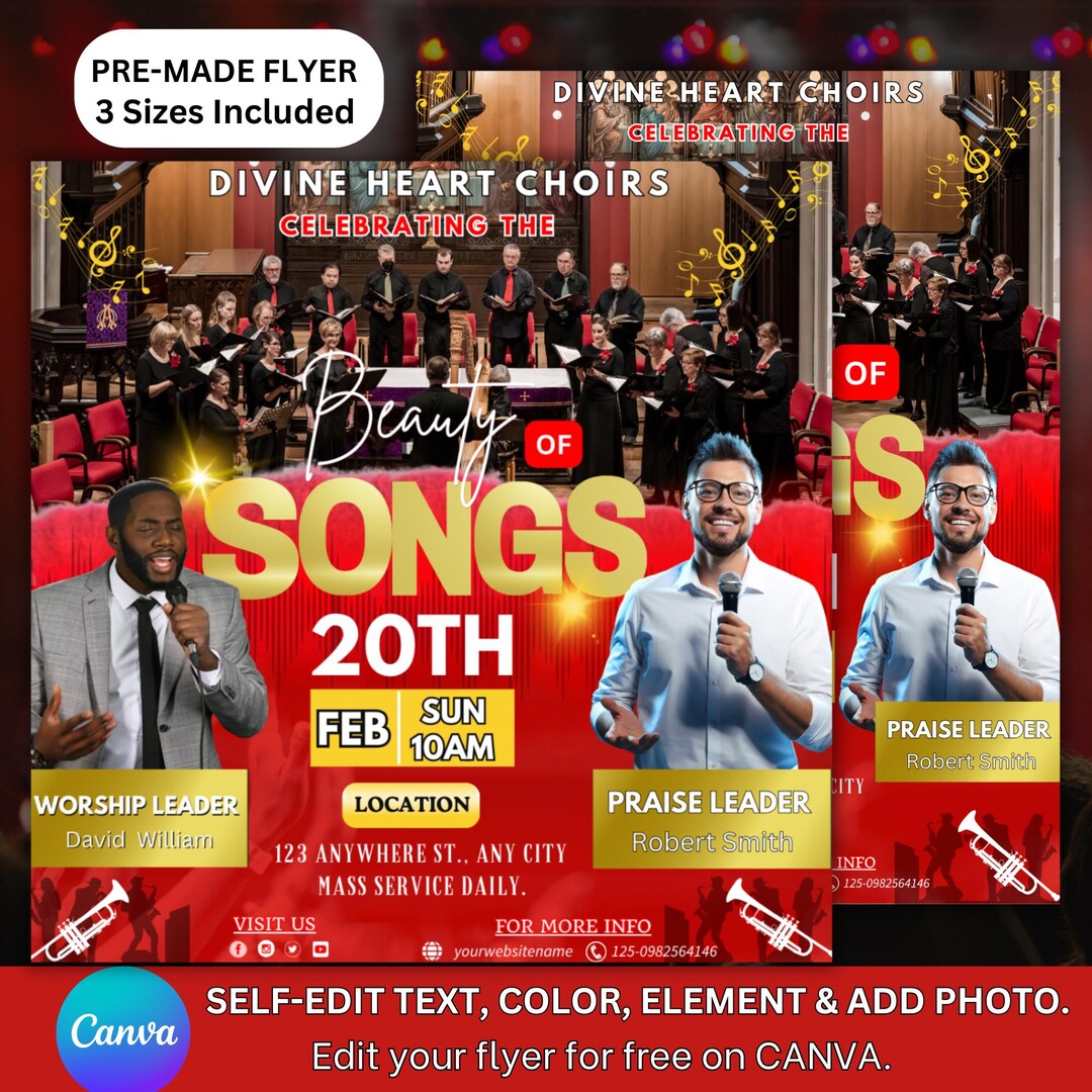 Editable Choir Music Concert Flyer, Red & Gold Poster Music Poster ...