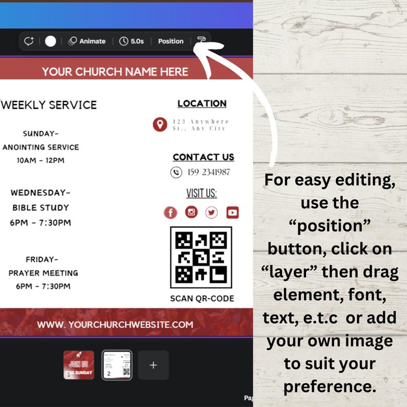 Editable Modern Church Invite QR Code Card, Church Connection Card, You ...