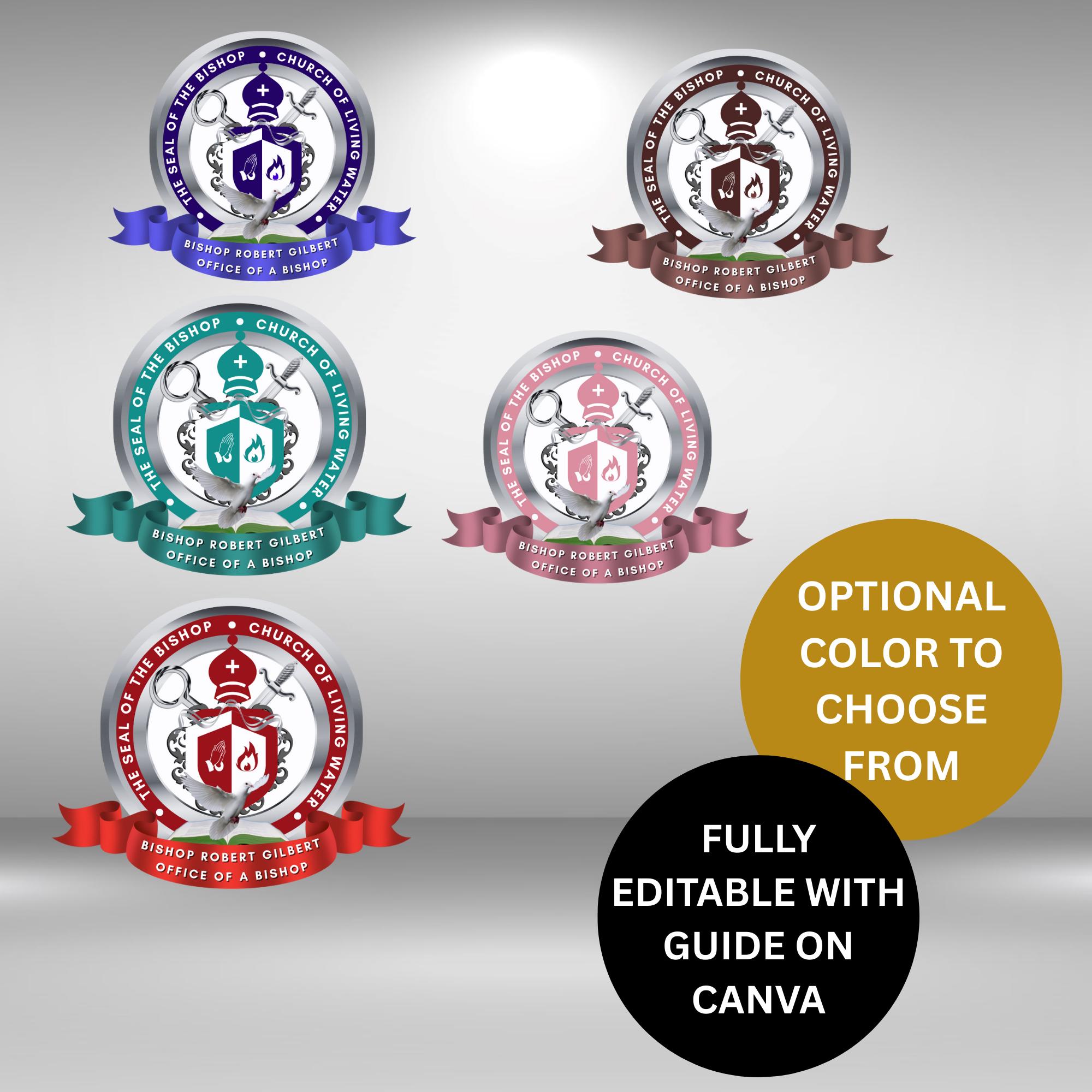 Editable the Seal of a Bishop, Church Seal for Overseer, Bishop Crest ...