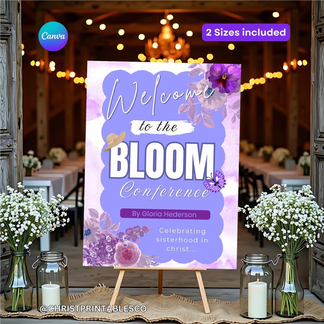 Editable Women's Event Welcome Sign Canva Template (size- 24 X 36 & 18 ...