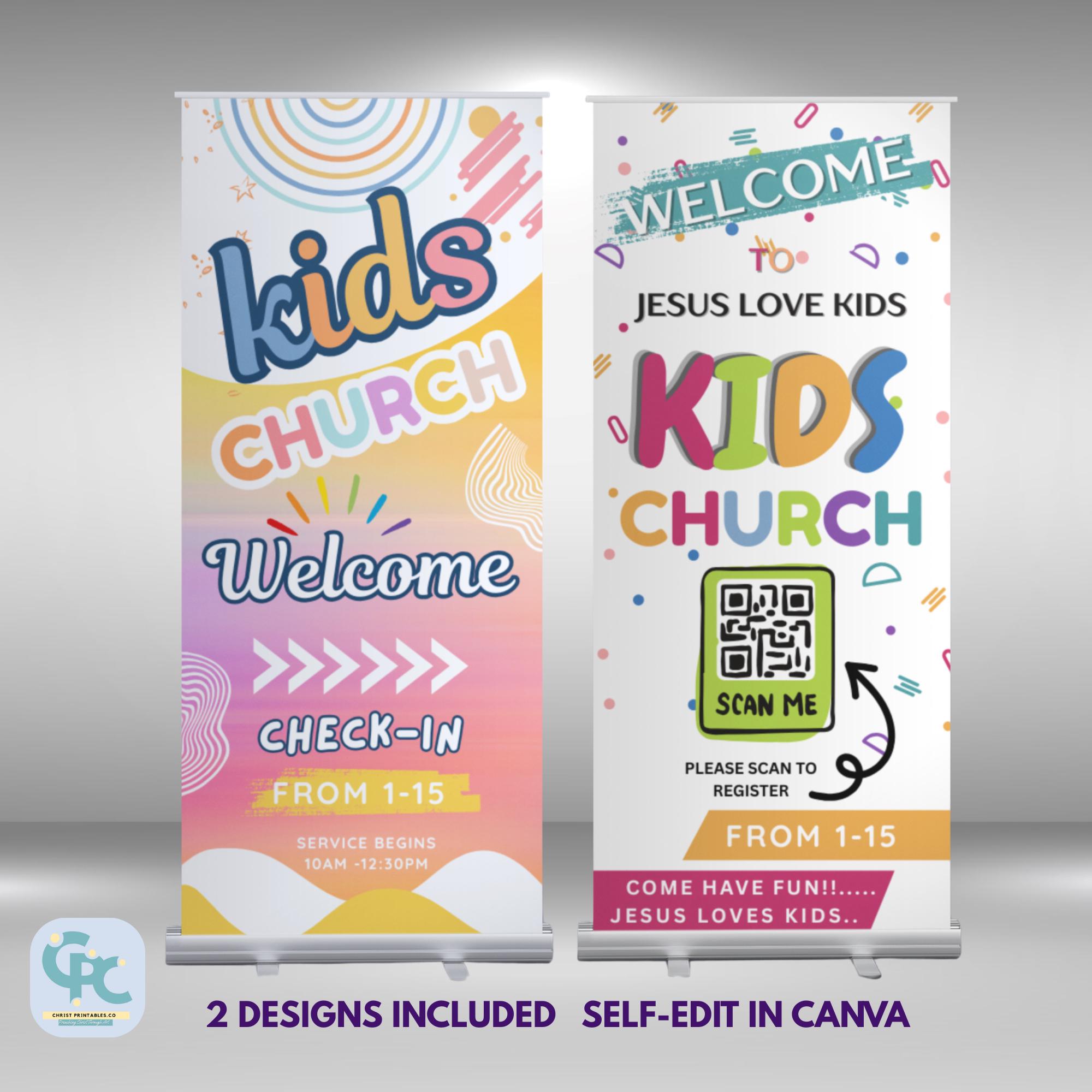 Editable Retractable Banner for Children's Ministry, Pop-up Banner for ...