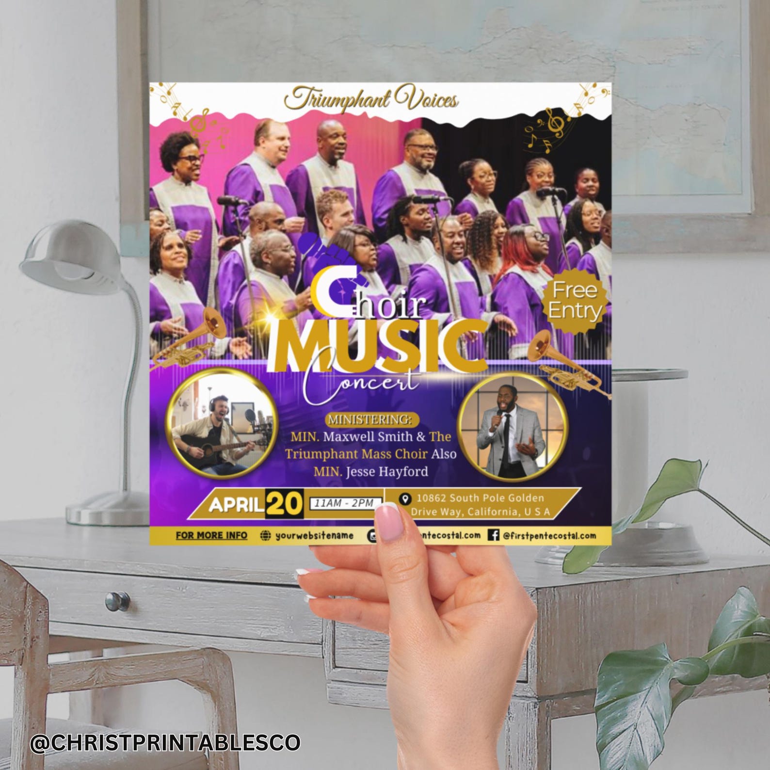 Editable Choir Music Concert Flyer, Purple & Gold Music Poster, Music ...