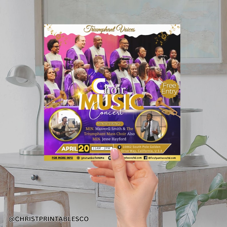 Editable Choir Music Concert Flyer, Purple & Gold Music Poster, Music ...