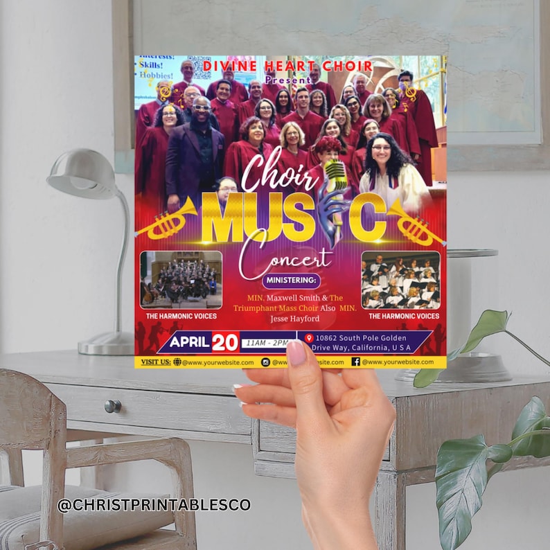 Choir Music Concert Flyer, Editable Red Music Poster, Live Music Band ...