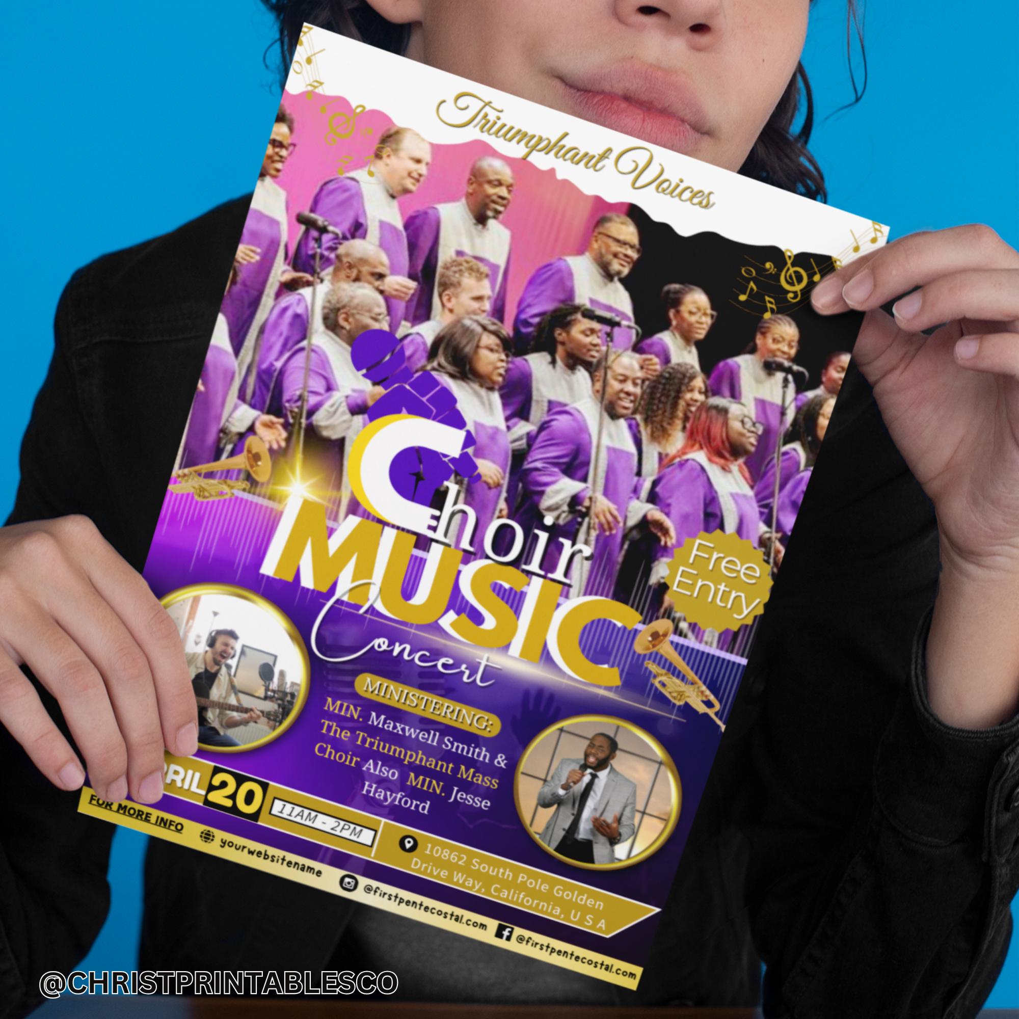 Editable Choir Music Concert Flyer, Purple & Gold Music Poster, Music ...