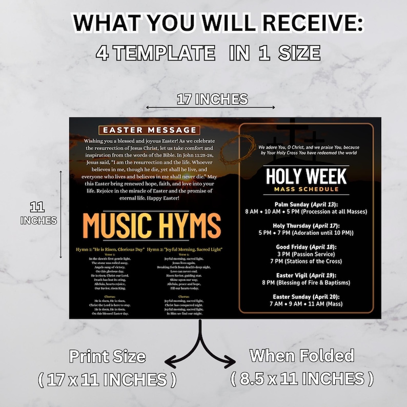 4 Pages Easter Church Program - Editable Resurrection Sunday Program ...