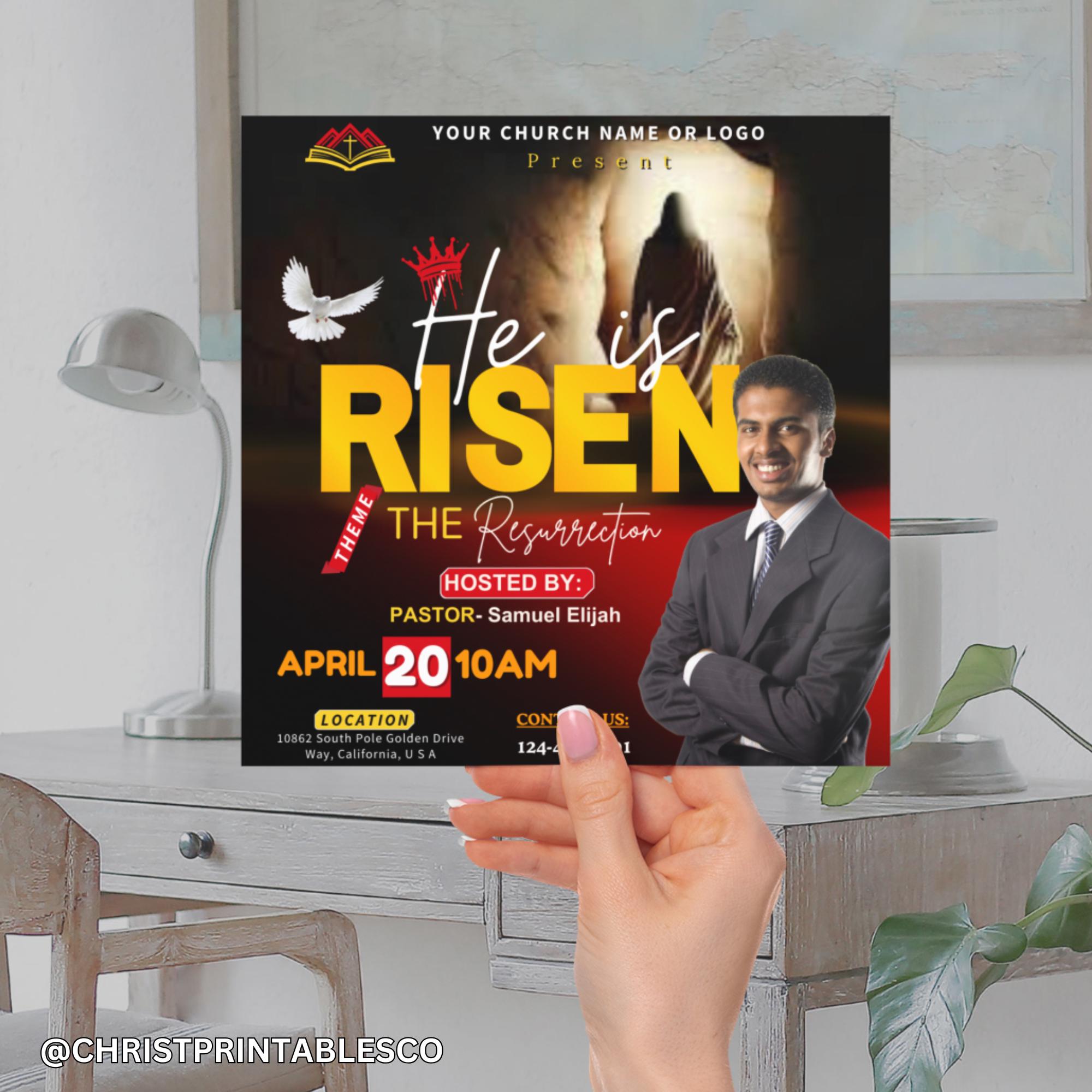 Editable Easter Church Service Flyer, Resurrection Sunday, Easter ...