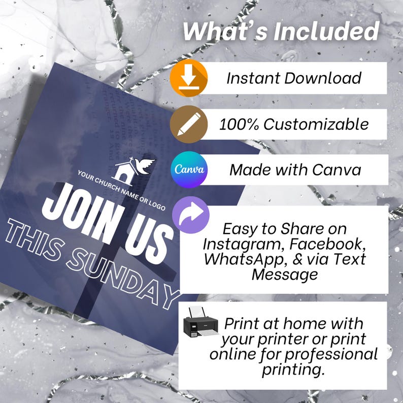 Editable Join Us QR Code Church Invite Square Card, Church Connection ...