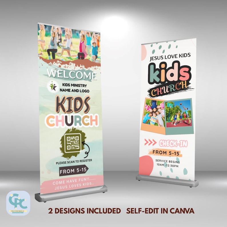 Editable Retractable Banner for Children's Ministry, Pop-up Banner for ...