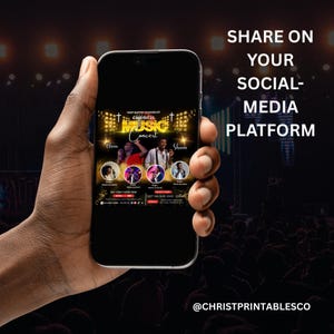 DIY Church Music Concert Black & Gold Flyer, Editable Music Poster ...