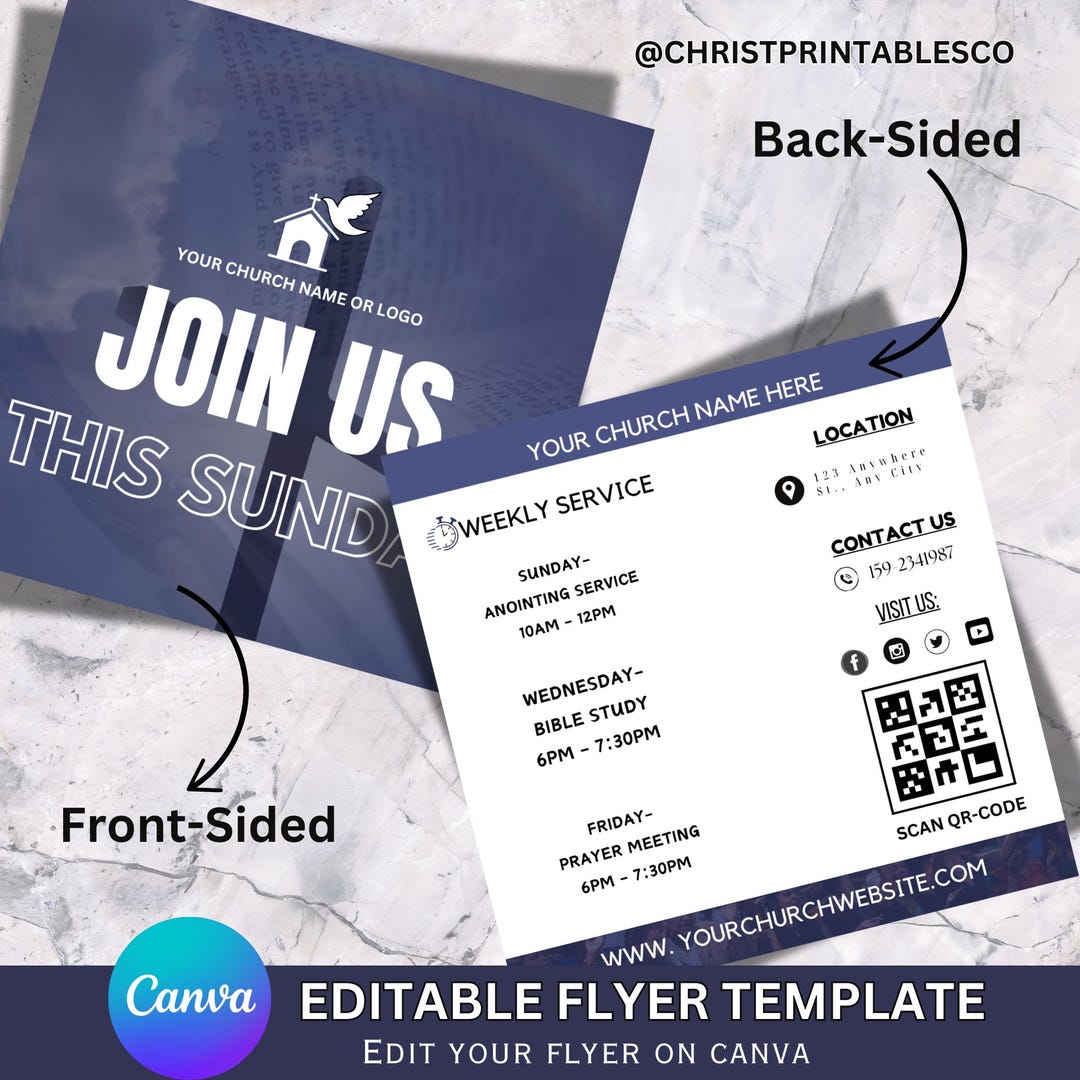 Editable Join Us QR Code Church Invite Square Card, Church Connection ...