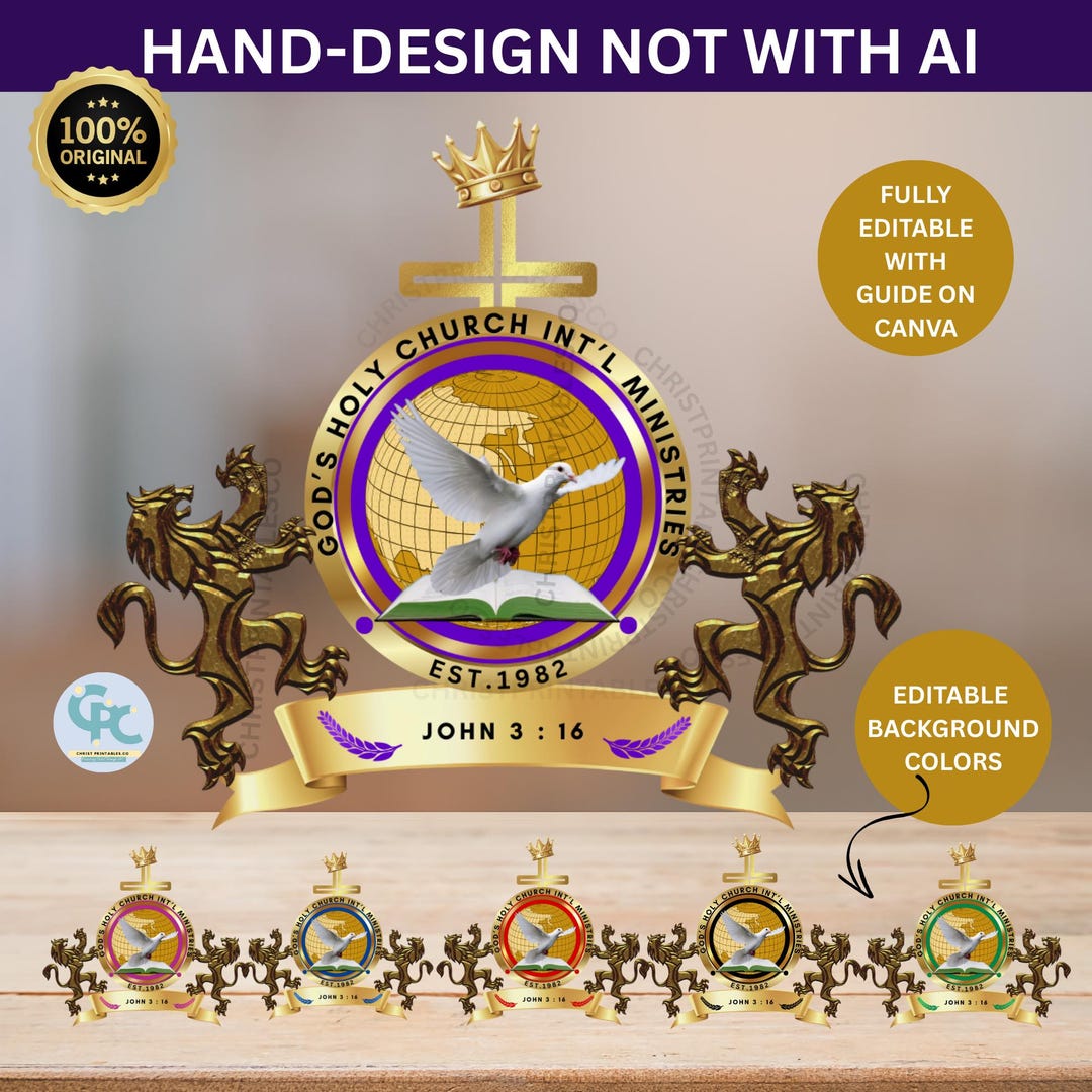 Editable Church Seal Logo Design, Church Logo Template, Cross Logo ...