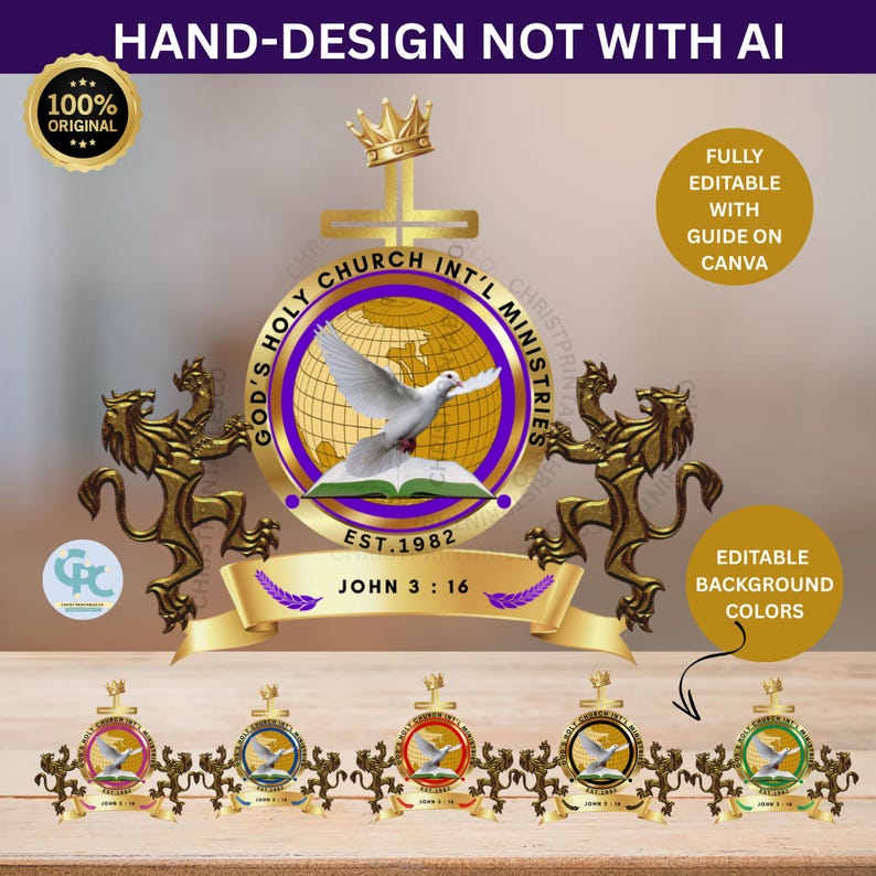 Editable Church Seal Logo Design, Church Logo Template, Cross Logo ...