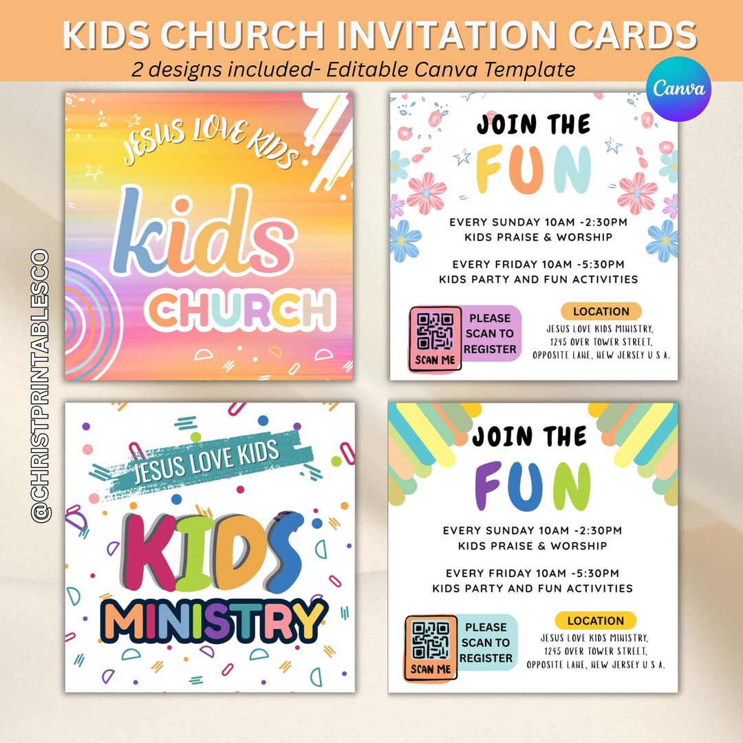 Children's Ministry Invitation Card, Editable Invitation Card for ...