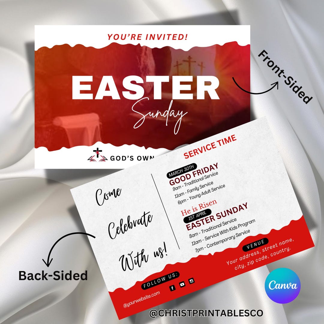 Editable Easter Invitation Card, Modern Easter Church Invite, Church ...