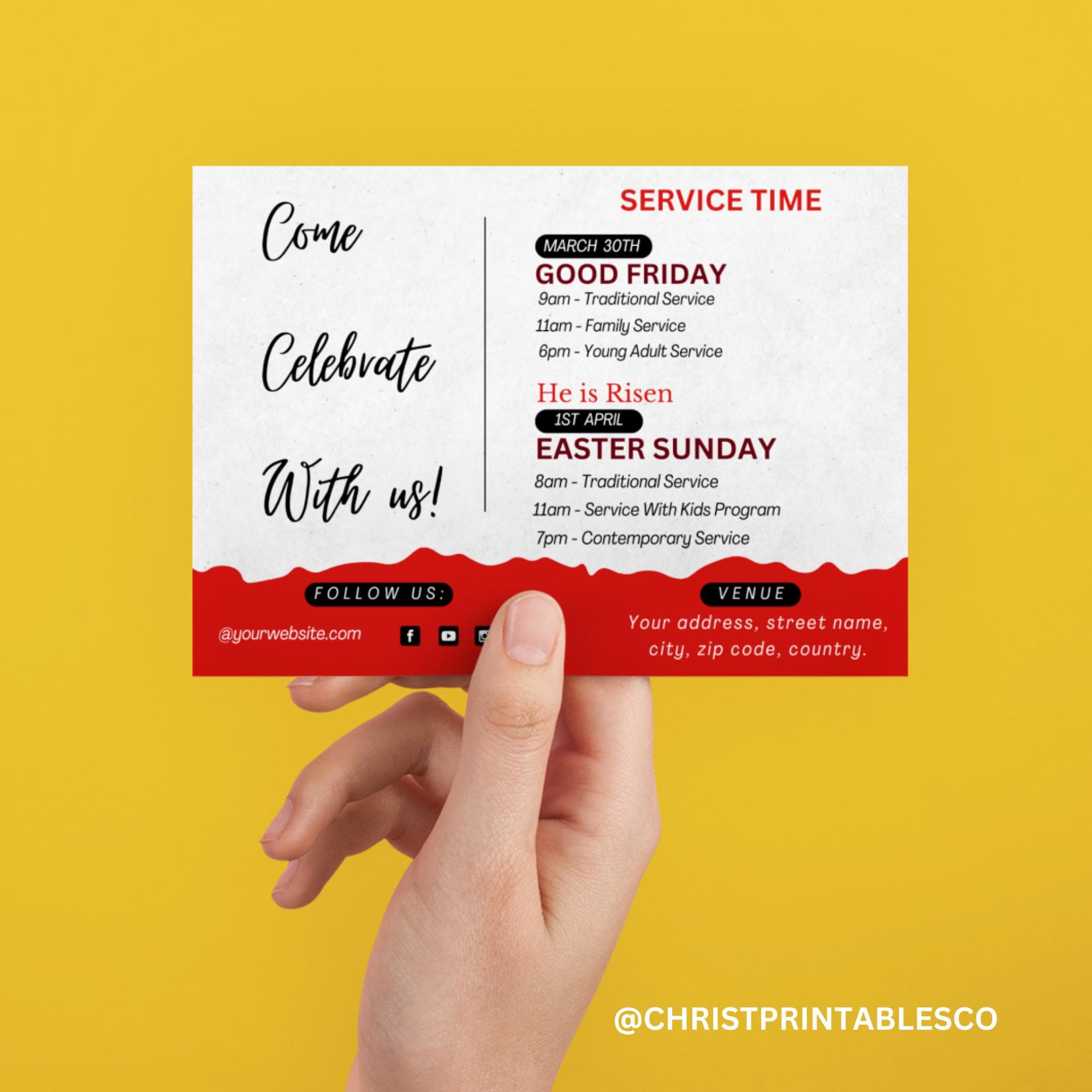 Editable Easter Invitation Card, Modern Easter Church Invite, Church ...