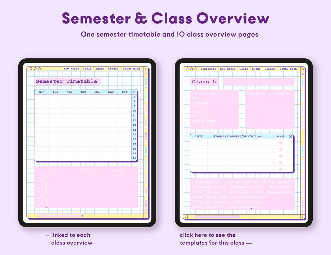 Student Digital Planner Academic Planner Digital Planner for - Etsy