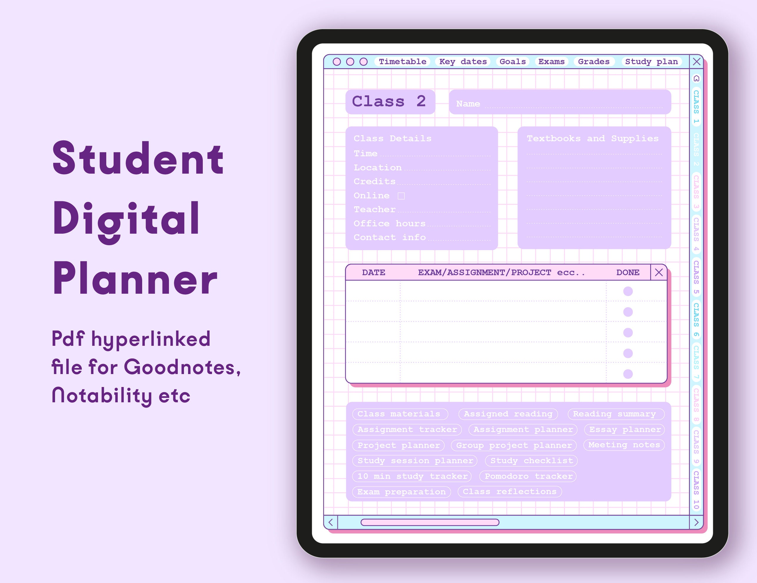 Student Digital Planner Academic Planner Digital Planner for - Etsy
