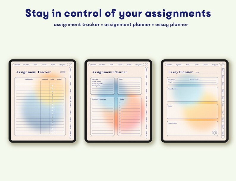 Student Digital Planner, Gradient Academic Planner, Digital Planner for ...