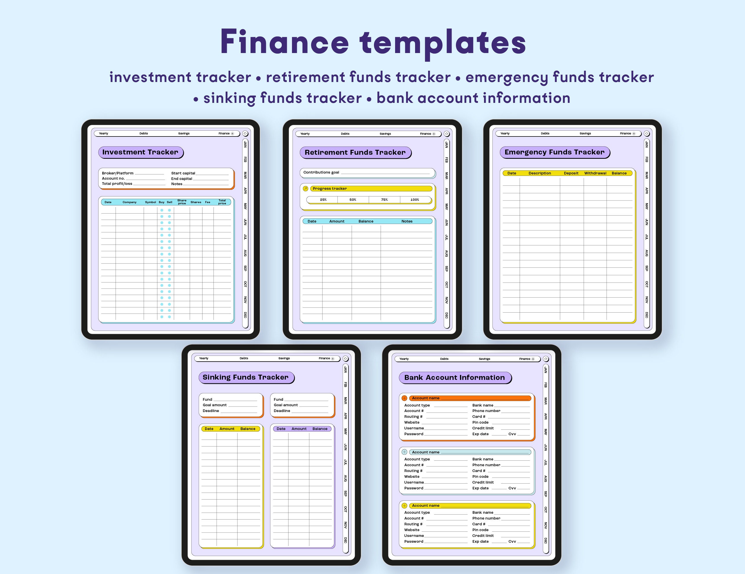 Finance Digital Planner Budget Planner Portrait Finance - Etsy