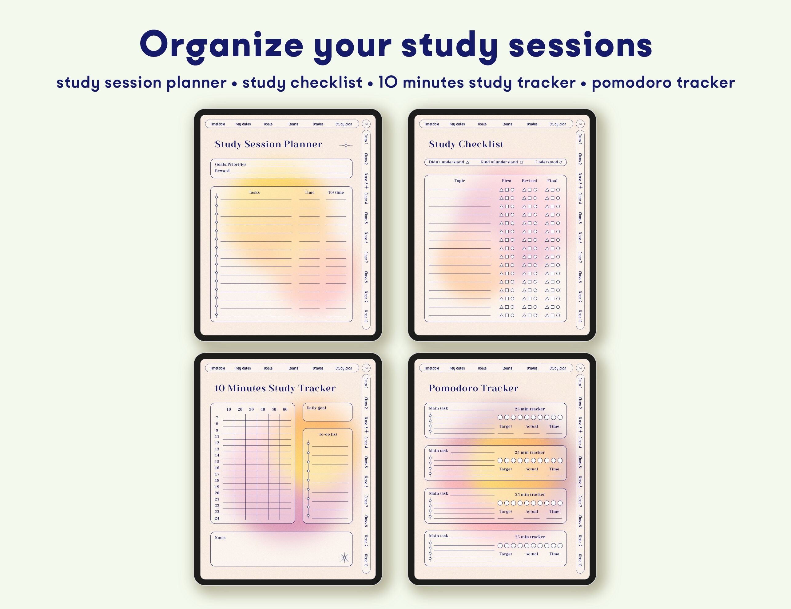 Student Digital Planner, Gradient Academic Planner, Digital Planner for ...