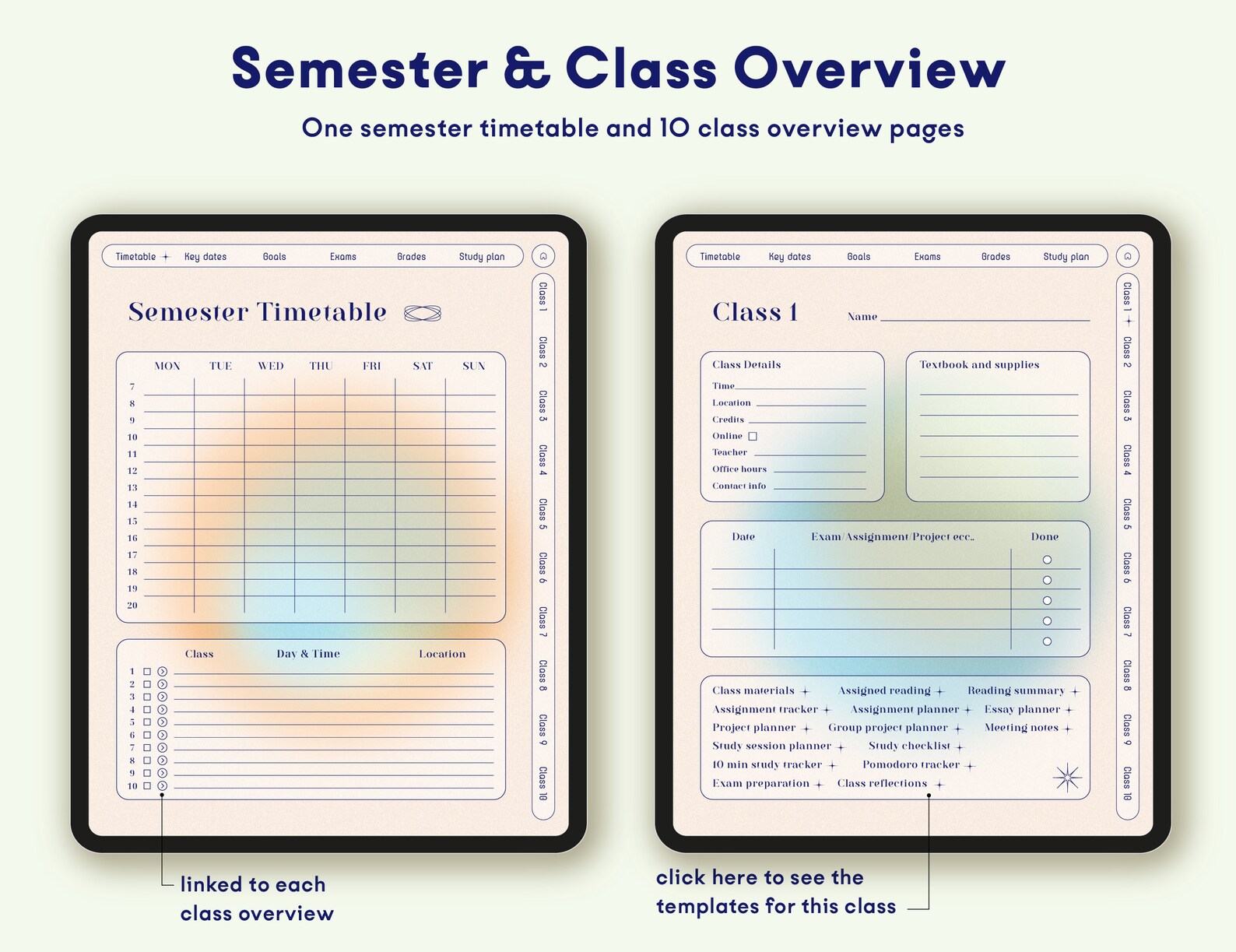 Student Digital Planner, Gradient Academic Planner, Digital Planner for ...