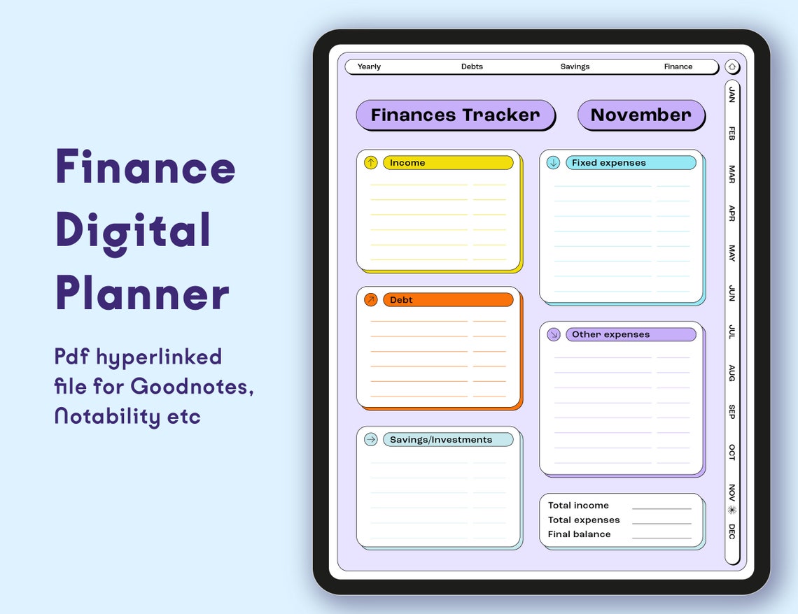 Finance Digital Planner Budget Planner Portrait Finance - Etsy