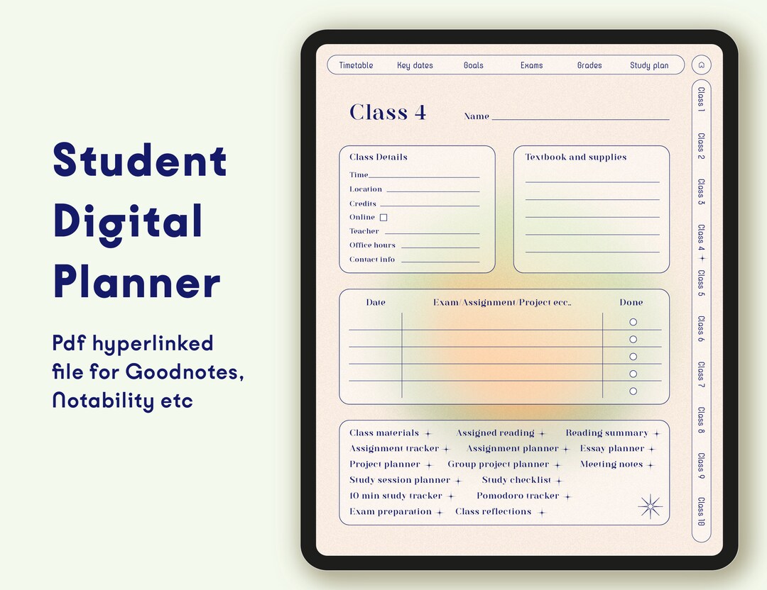 Student Digital Planner, Gradient Academic Planner, Digital Planner for ...