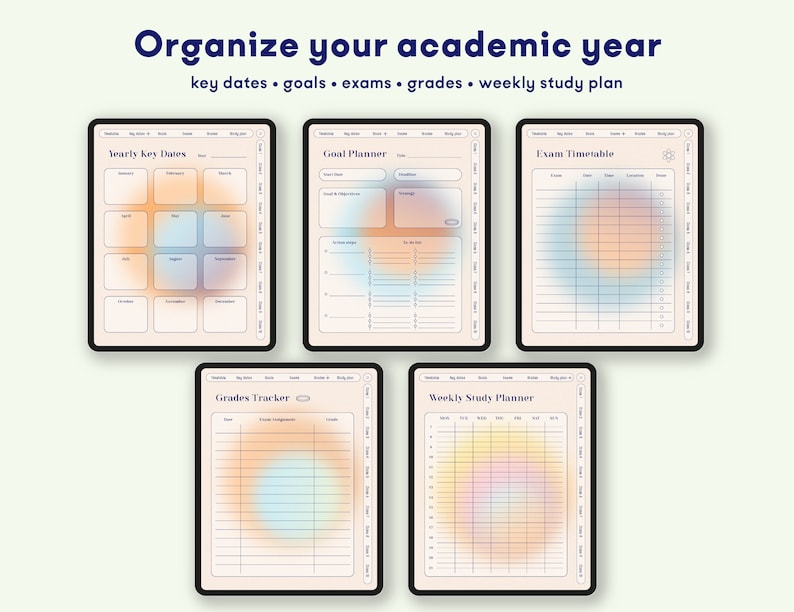 Student Digital Planner, Gradient Academic Planner, Digital Planner for ...