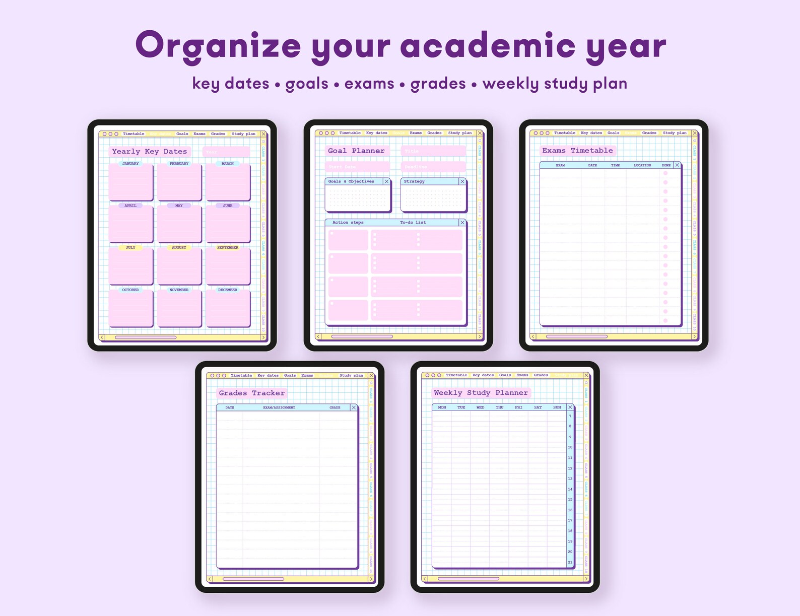 Student Digital Planner Academic Planner Digital Planner for - Etsy
