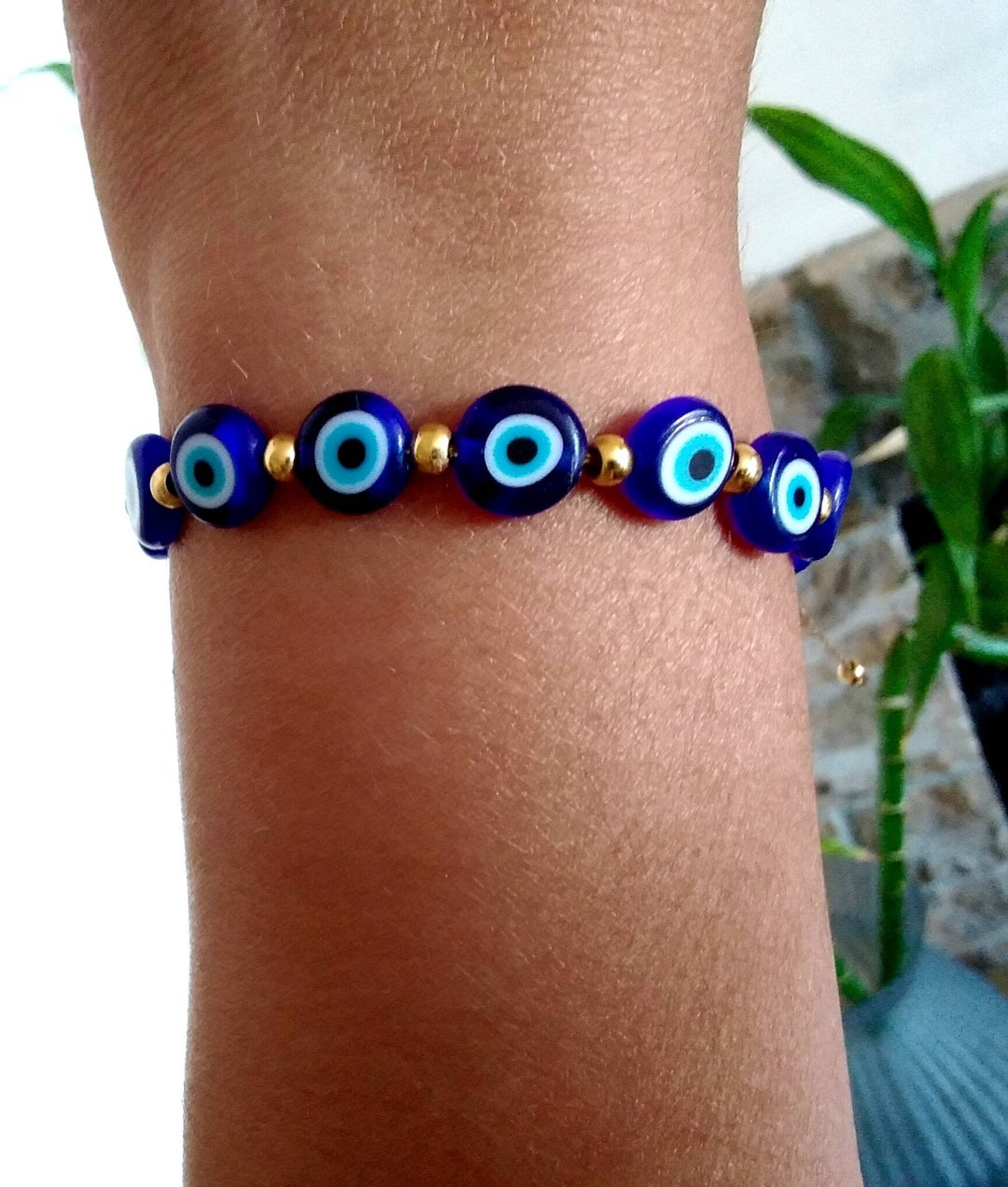 Evil Eye Bracelet: Blue Glass Bead, Adjustable Protection Jewelry - Etsy
