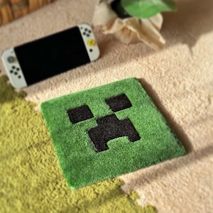 Coaster Creeper Minecraft / Minecraft Art / Hand Tufted Rug / Minecraft ...