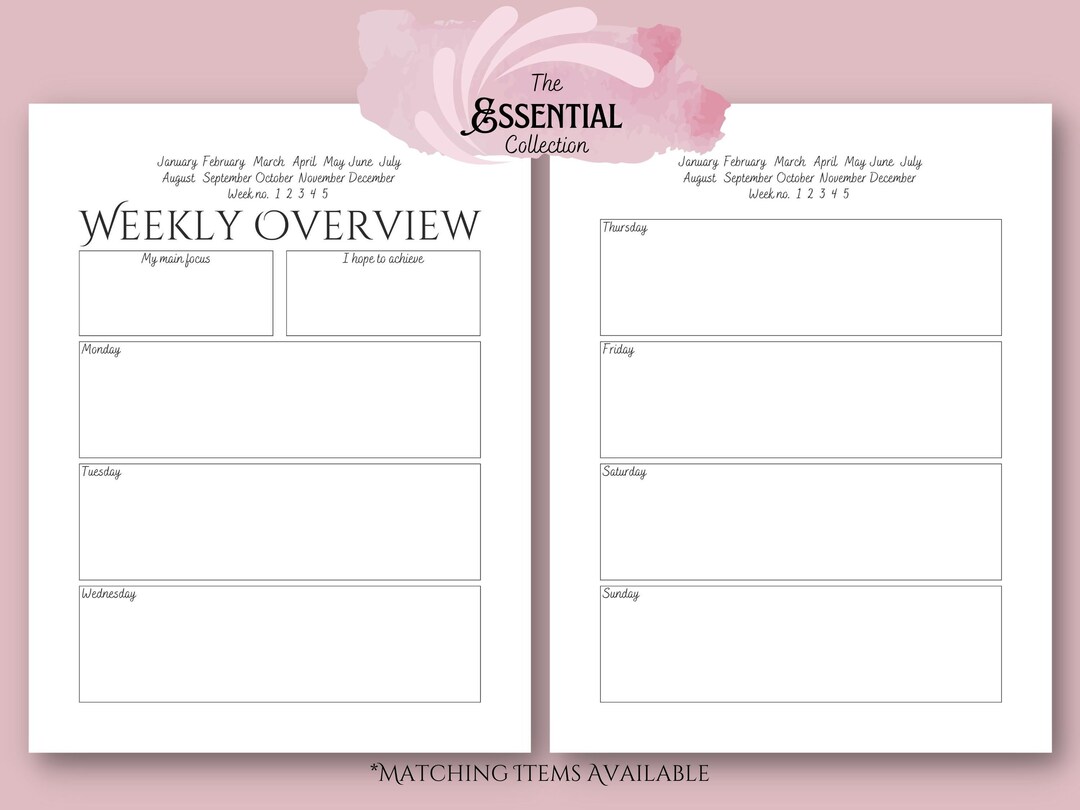 Printable Weekly Overview With Notes Printable Weekly Overview A4 ...