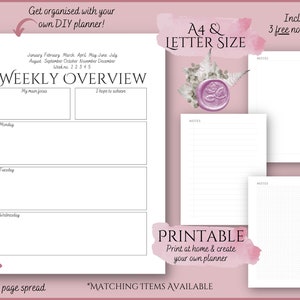 Printable Weekly Overview With Notes Printable Weekly - Etsy