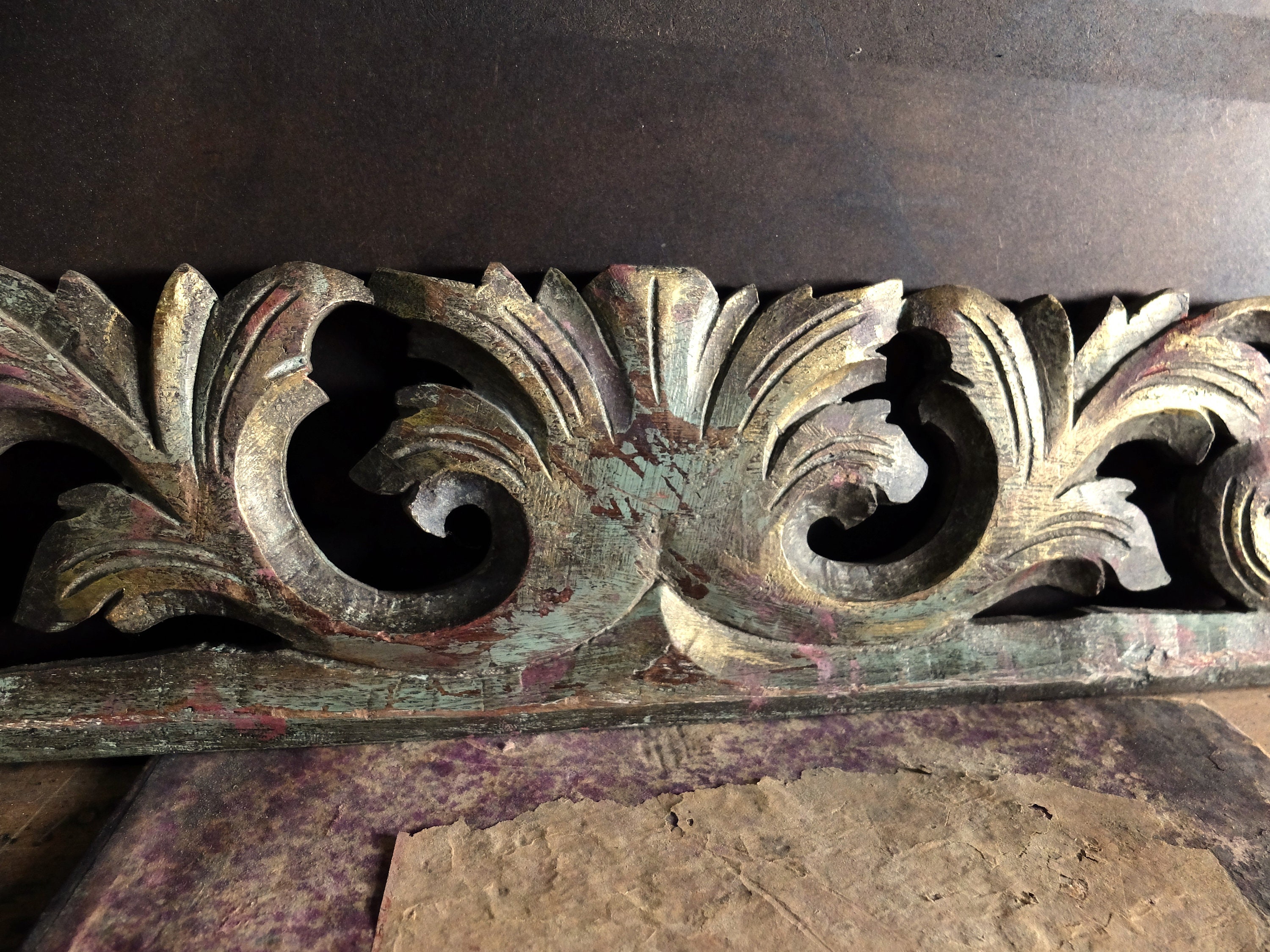 Antique Wooden Pediment/ Architectural Salvage, Hand Carved /wall Decor ...