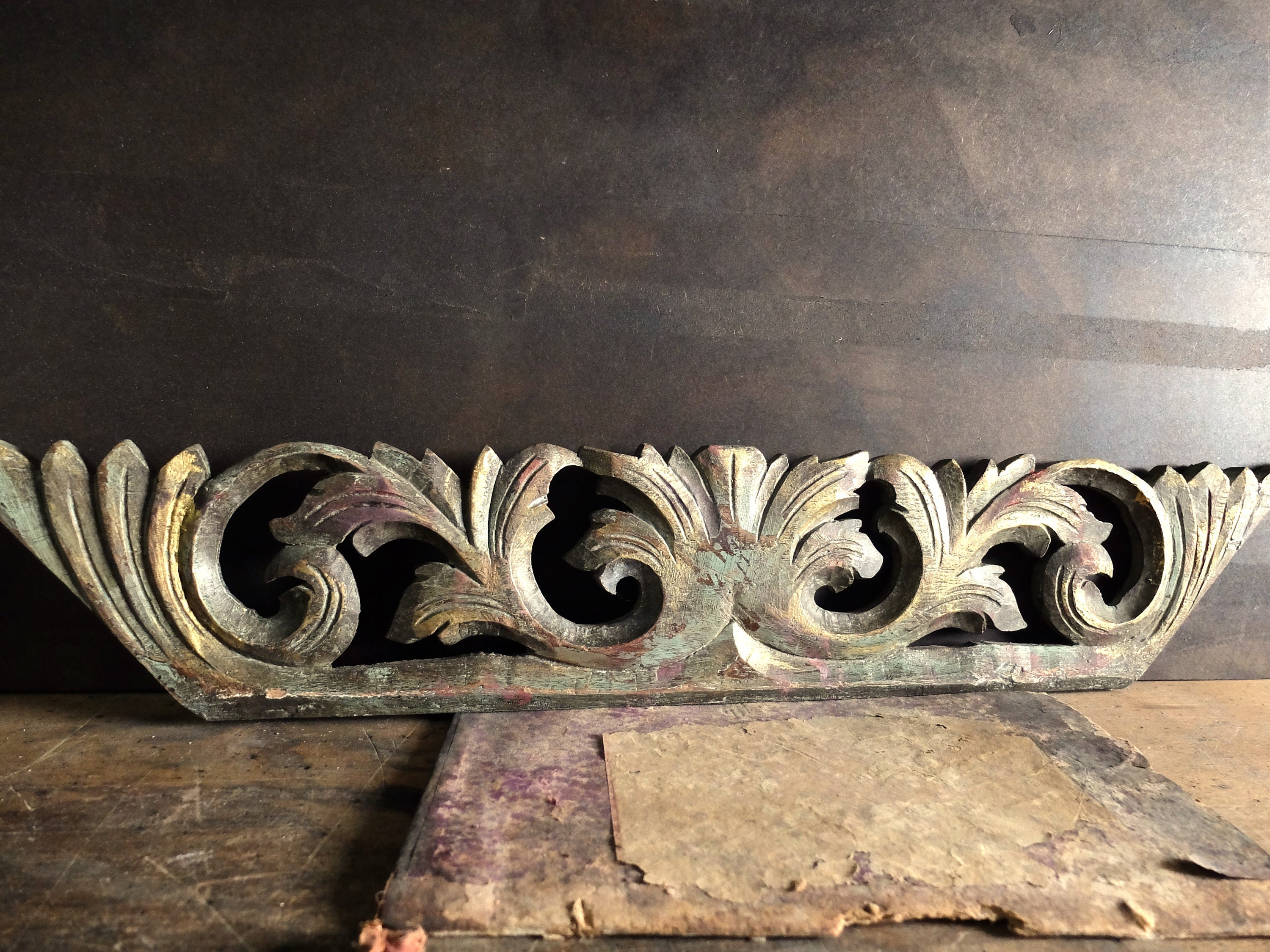 Antique Wooden Pediment/ Architectural Salvage, Hand Carved /wall Decor ...