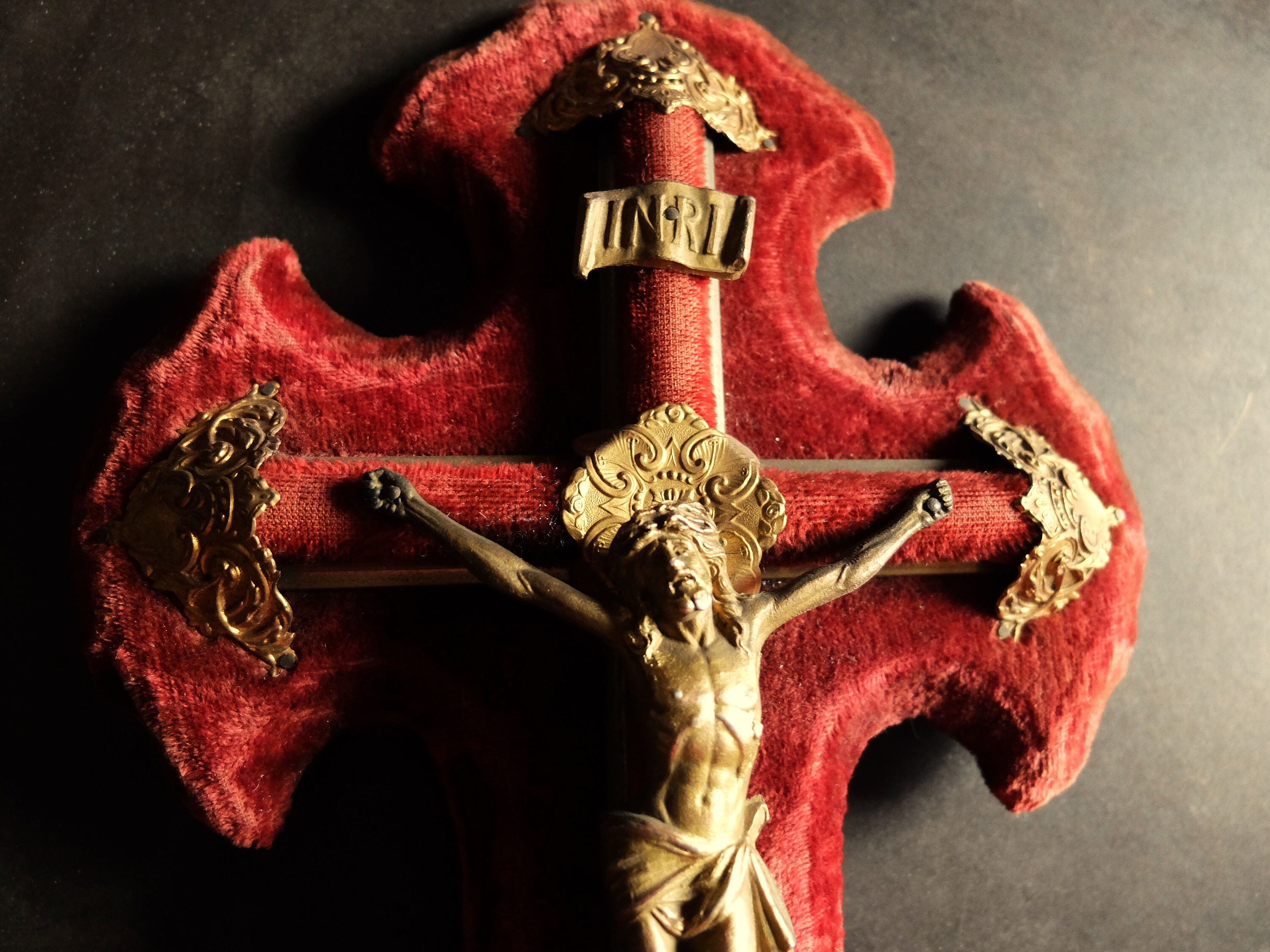 Antique French Red Velvet Crucifix or Cross/ Benetier Blessing - Etsy