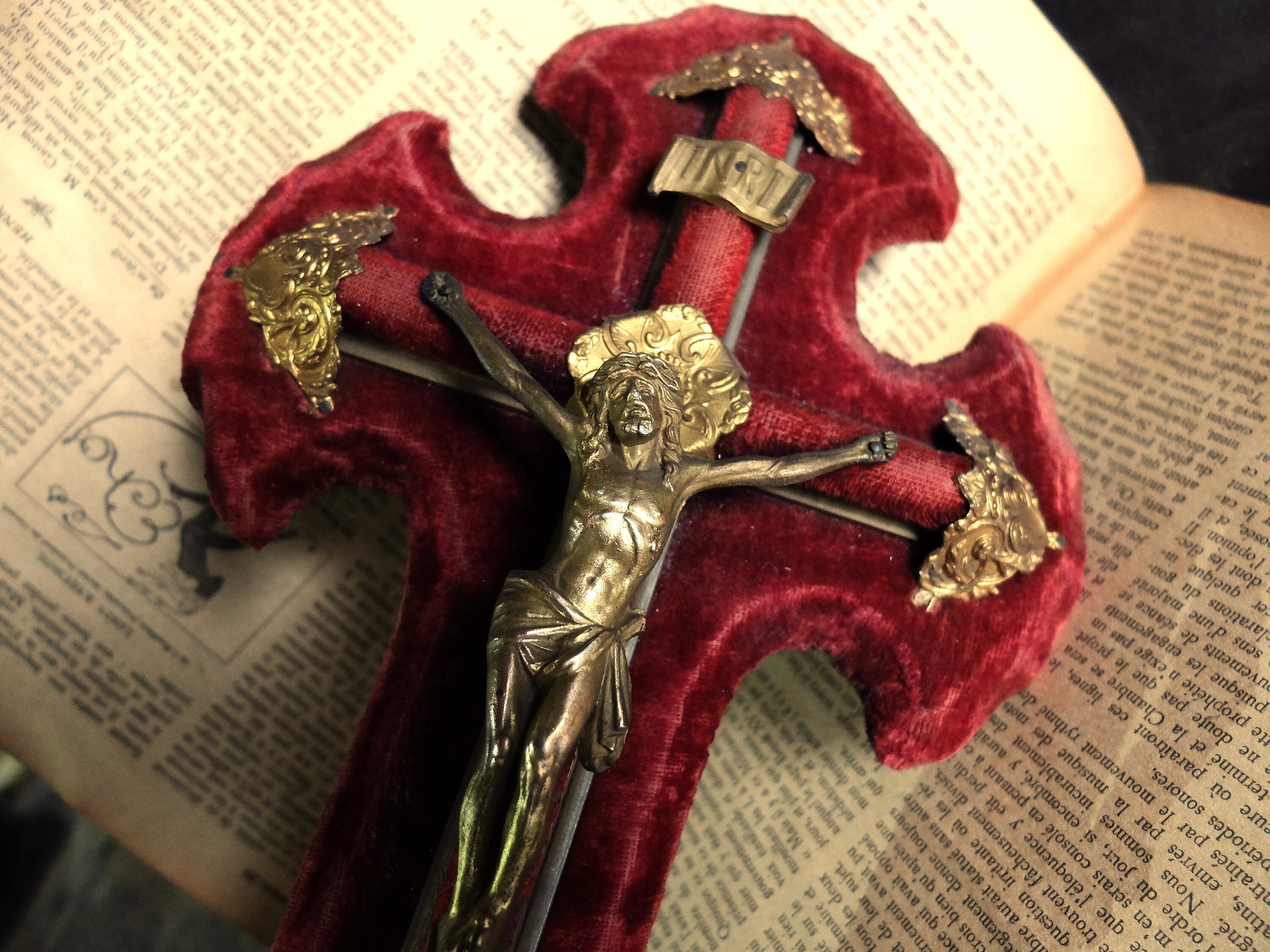 Antique French Red Velvet Crucifix or Cross/ Benetier Blessing - Etsy