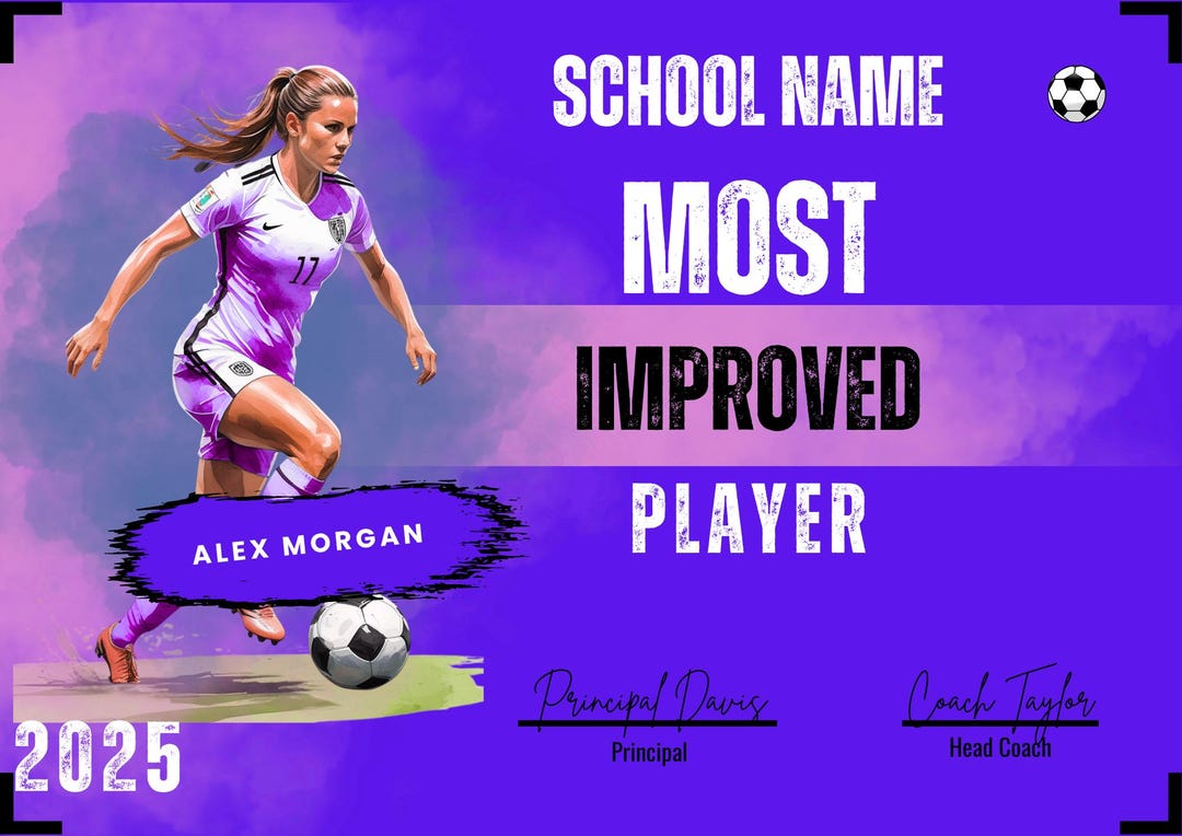Editable Soccer Award Certificate – Customizable Team Template (digital ...