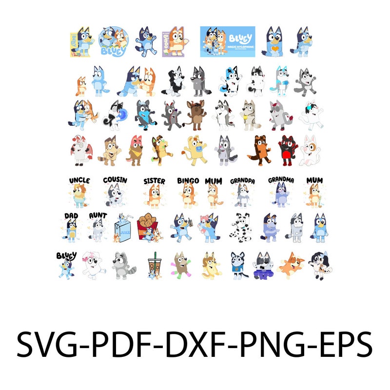 Bluey Characters Clipart - Etsy