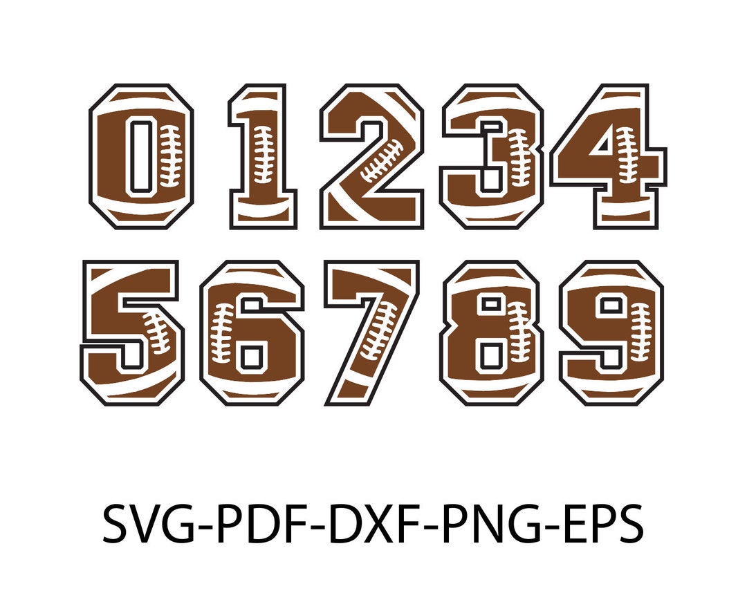 Football Player Numbers Svg Bundle, Football Svg, Football Number Font ...