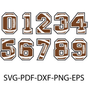 Football Player Numbers Svg Bundle, Football Svg, Football Number Font ...