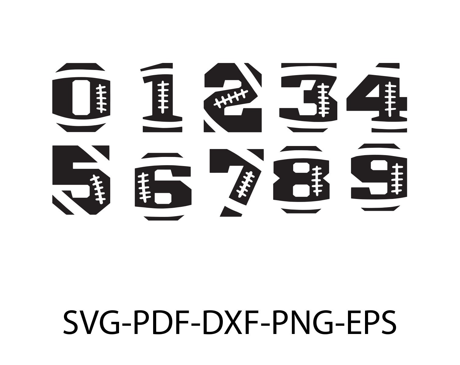 Football Player Numbers Svg Bundle, Football Svg, Football Number Font ...