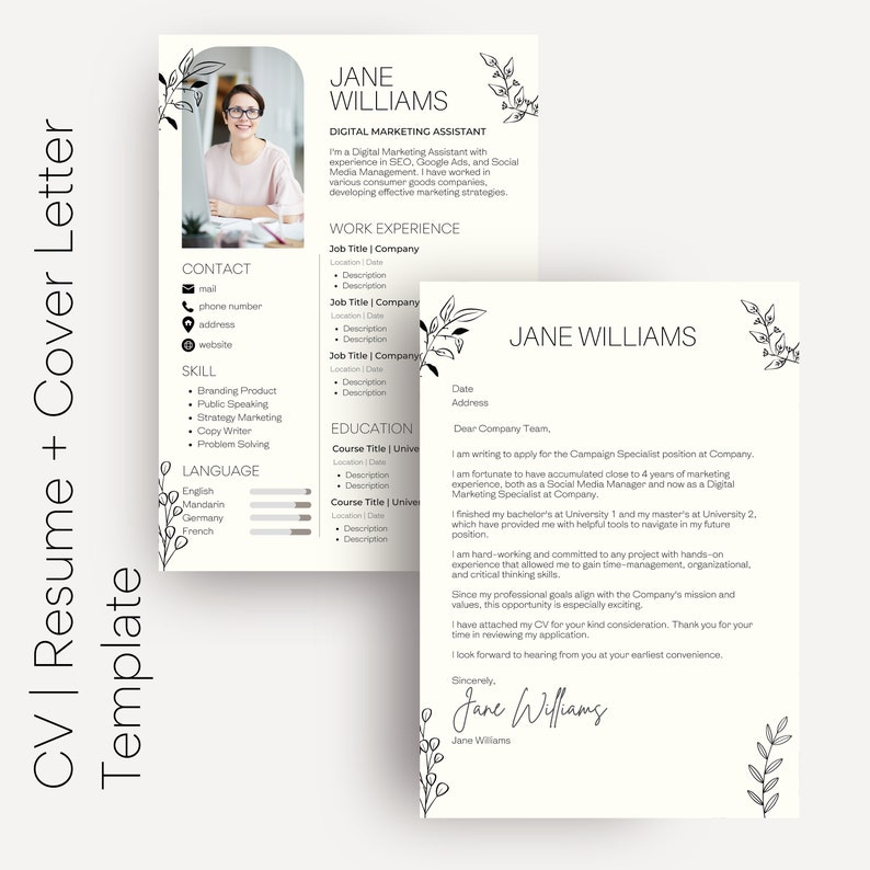 Resume Template Spring Edition, Resume / CV and Cover Letter Template ...